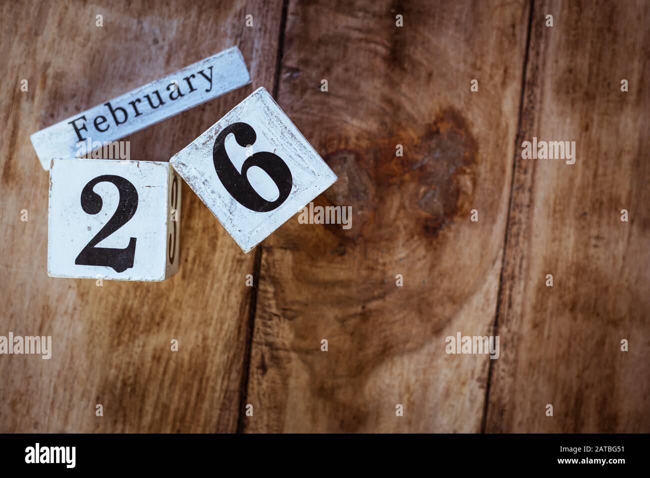 February 26th. Day 26 of February month, white calendar blocks on ...
