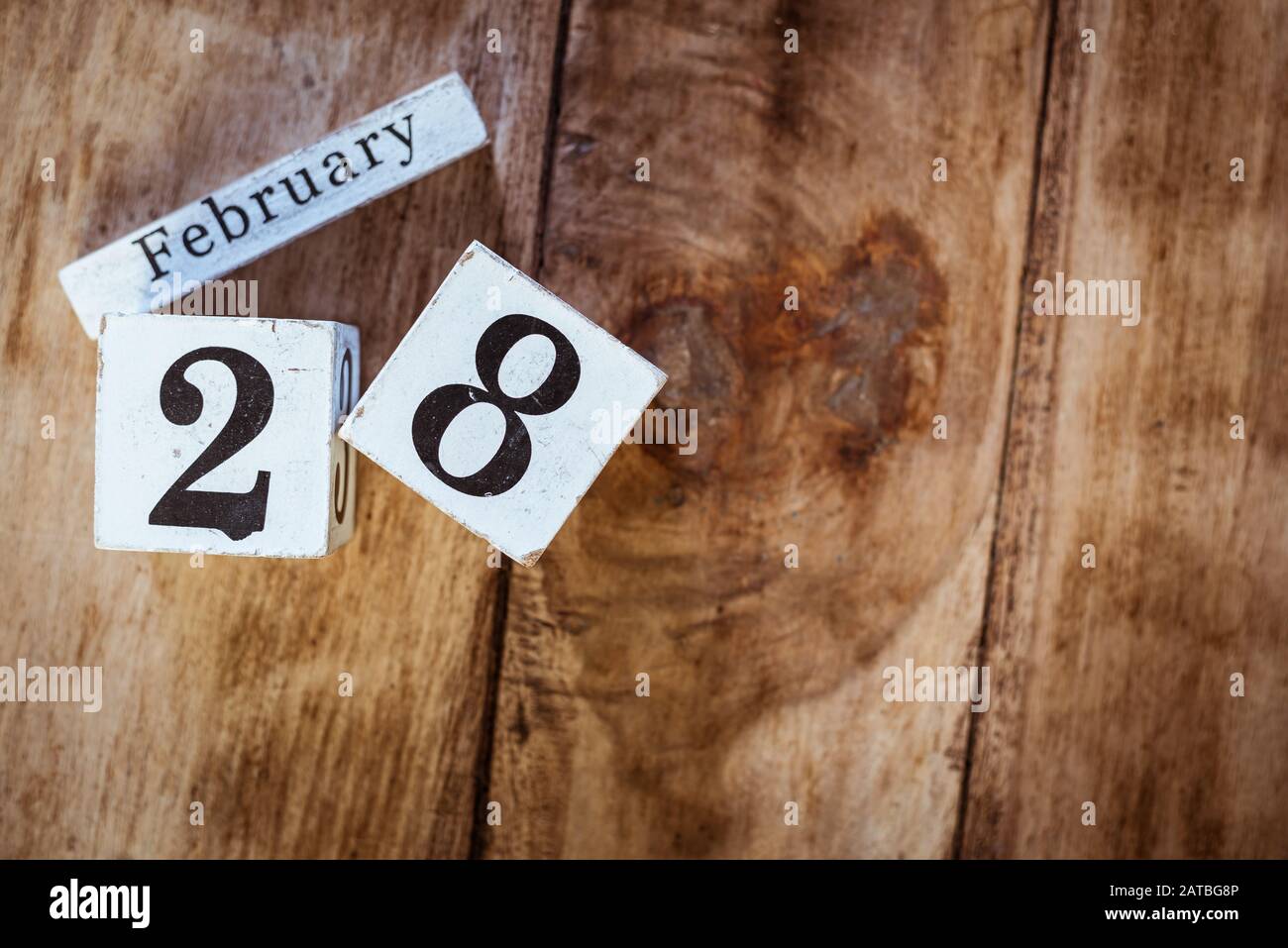 February 28th. Day 28 of February month, white calendar blocks on ...
