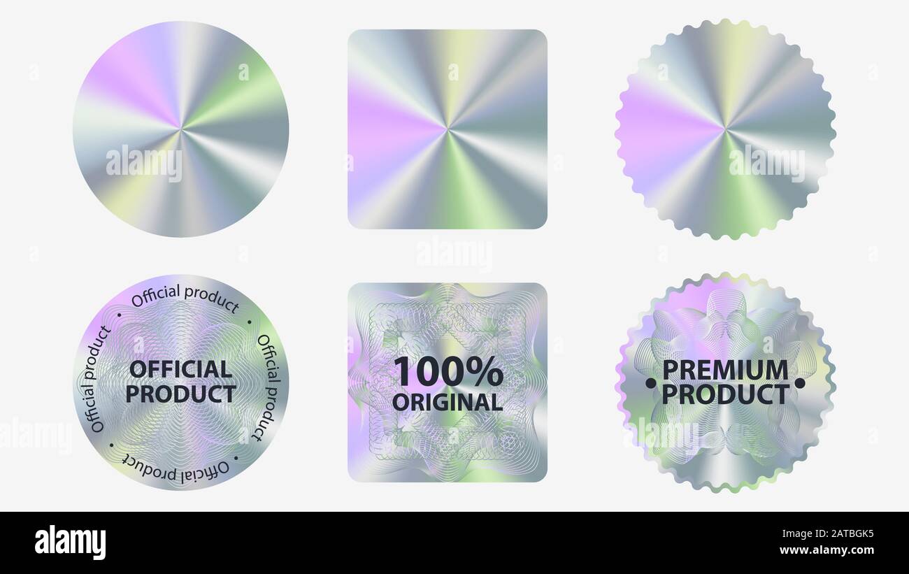 Set of hologram label geometric shapes vector flat illustration Stock ...