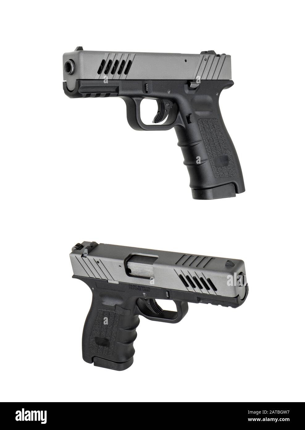 Modern black-gray gun isolate on white background. semi-automatic ...