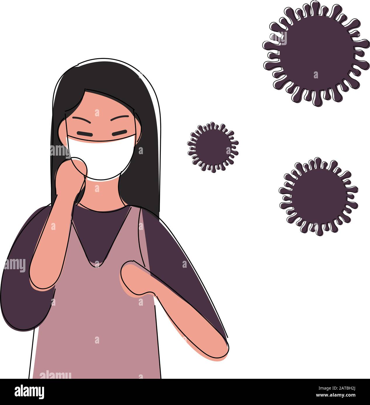 Chinese lady vector wearing protection mask for protect coronavirus flu ...