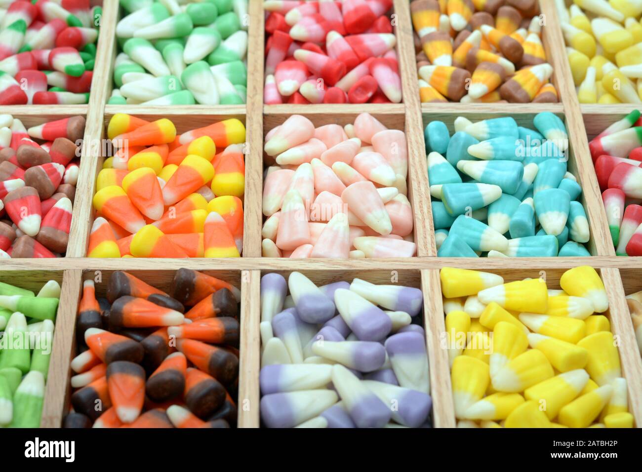 colorful pastel candy corn in the box Stock Photo - Alamy