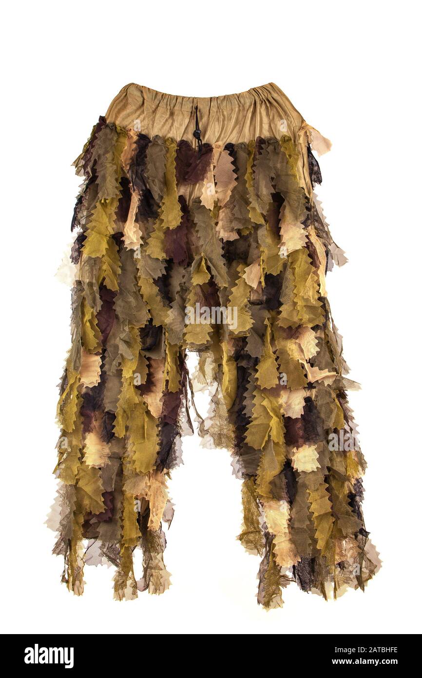 Ghillie suit isolated on white background. Camouflage sniper suit on a ...