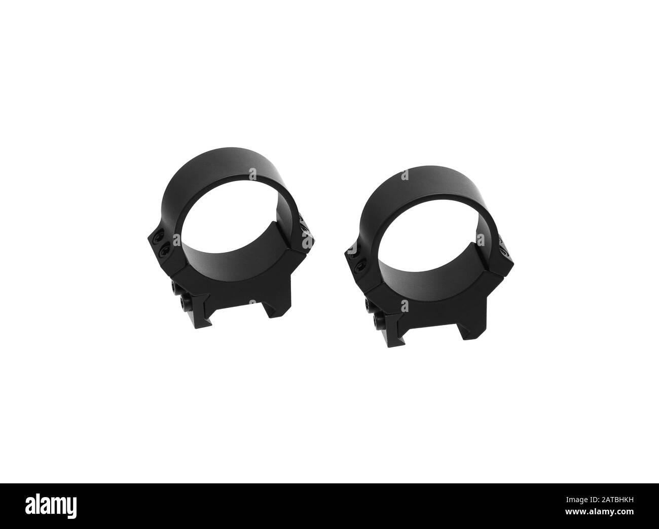 Quick disconnect mount made for holding a scope on a rifle isolated on ...