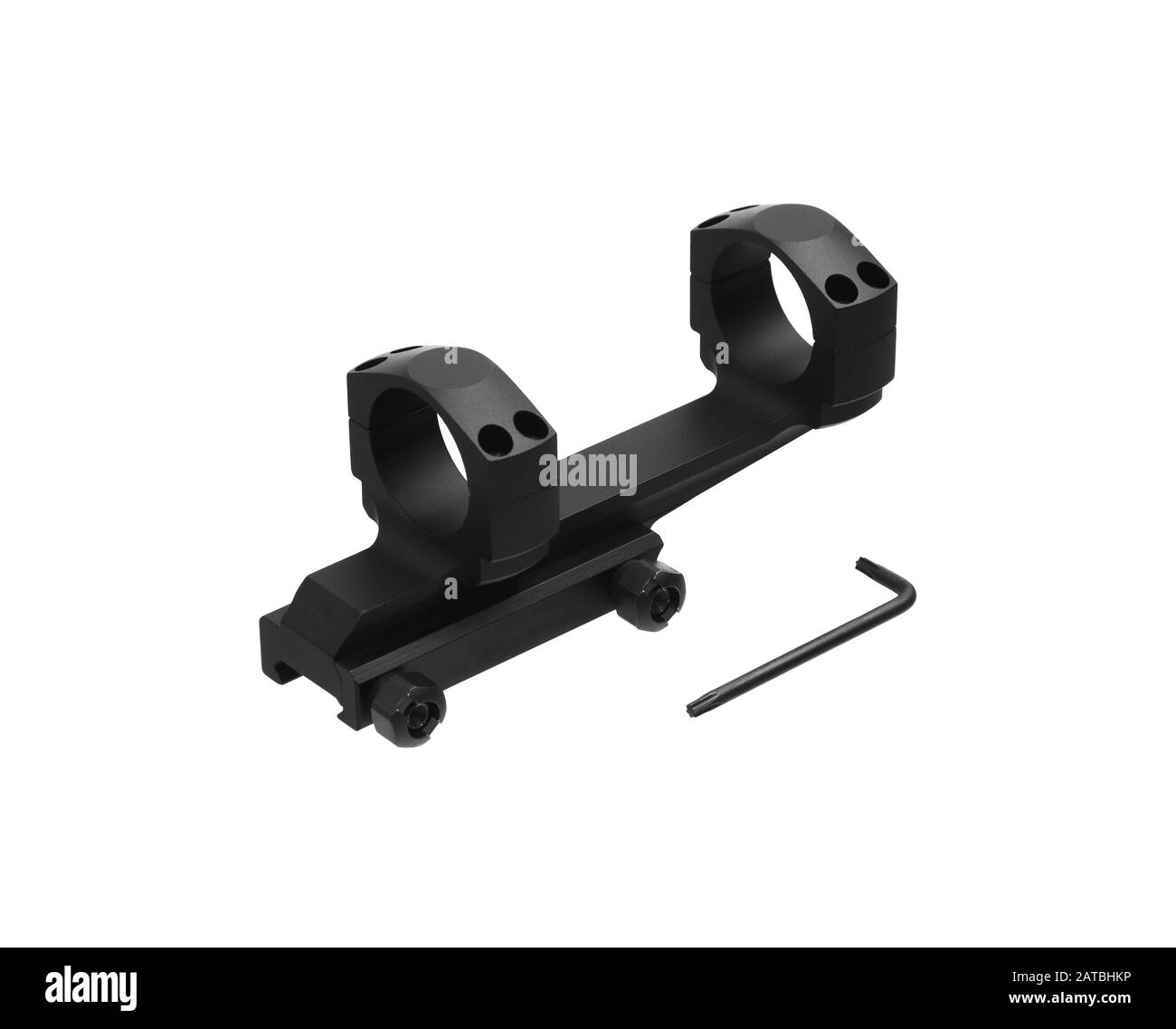 Quick disconnect mount made for holding a scope on a rifle isolated on ...