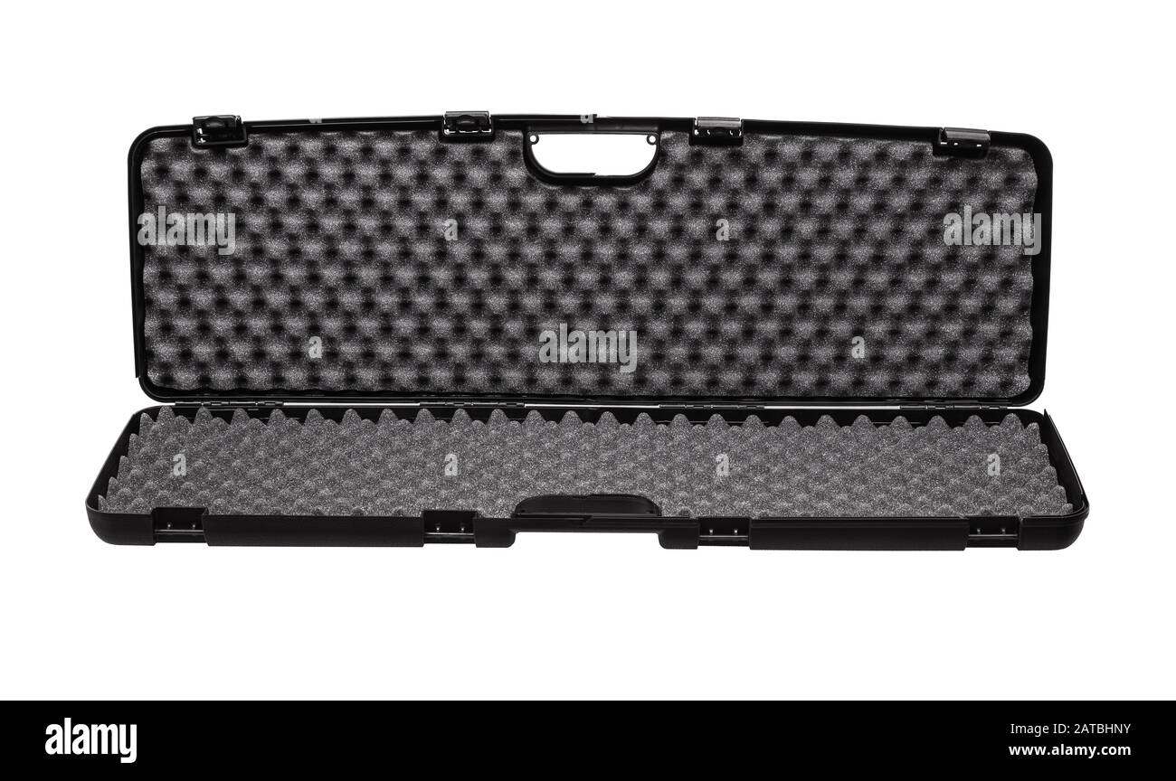 black plastic case for gun isolated on white background Stock Photo - Alamy