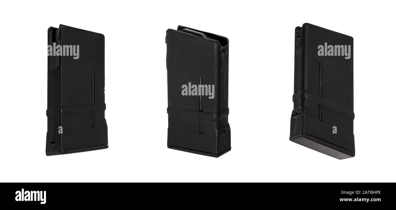 Assault rifle magazine isolated on white background Stock Photo - Alamy