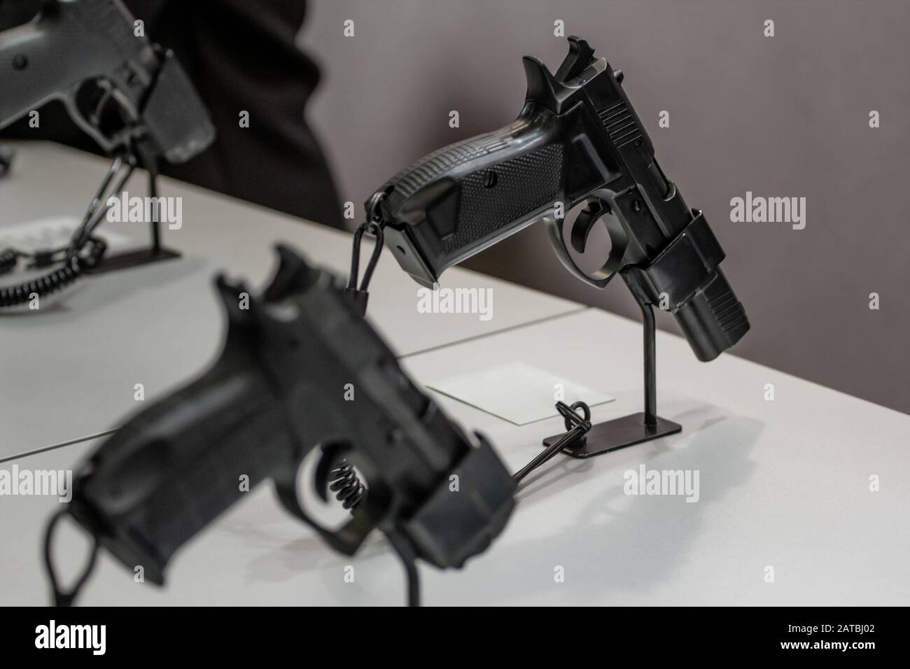 Weapon stand at an arms exhibition Stock Photo - Alamy