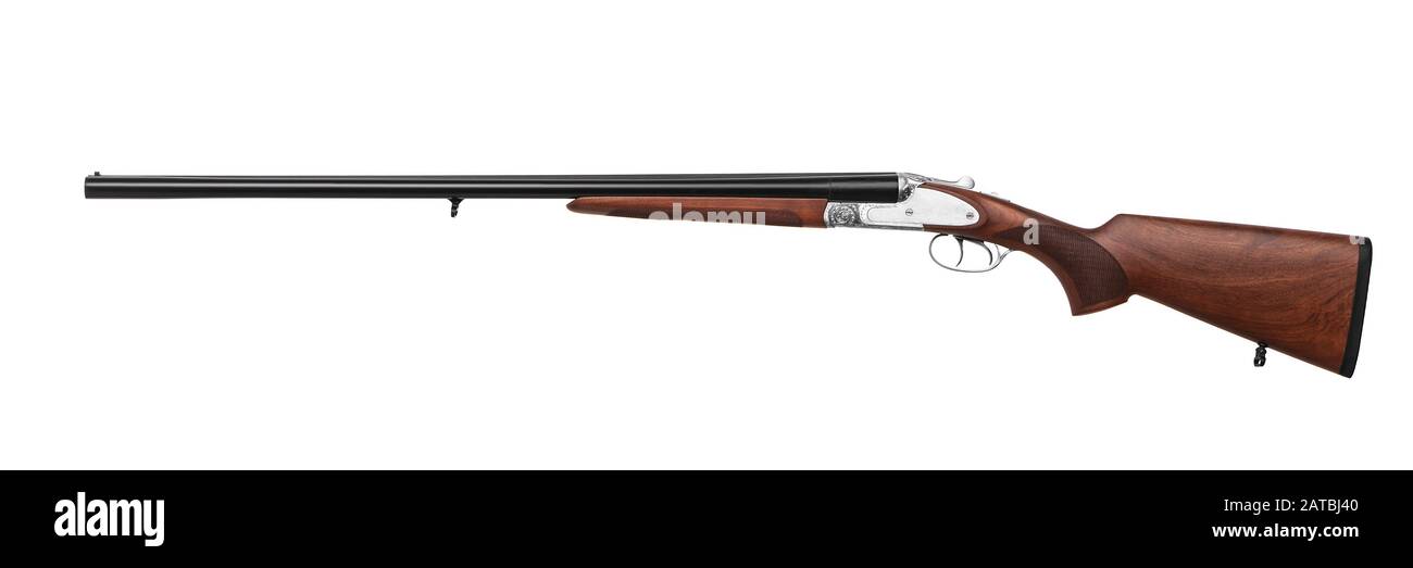 Hunting double-barrelled gun on a white background. Double Shotgun ...