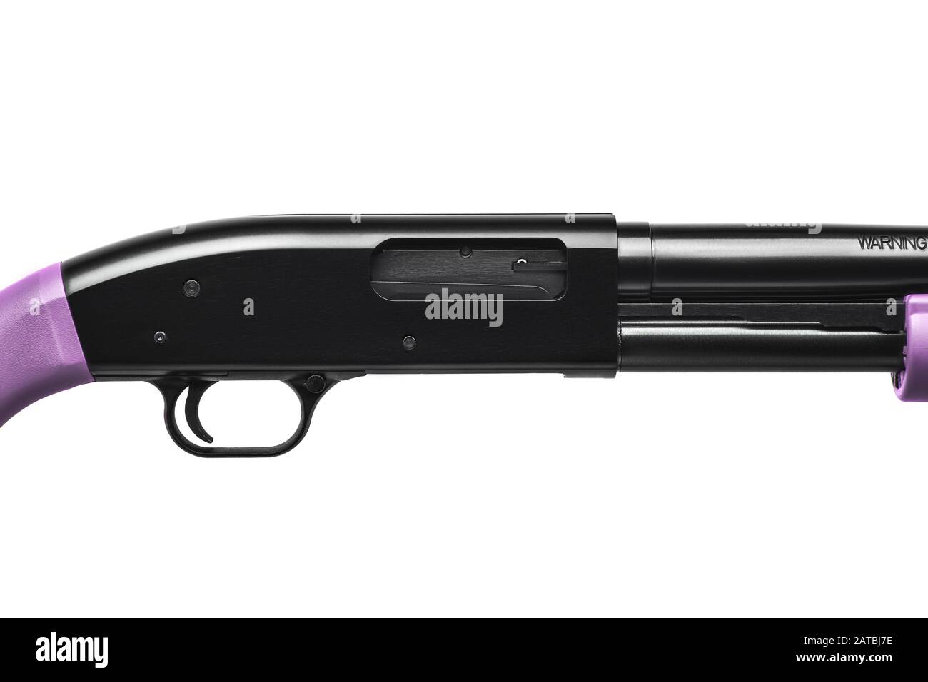 Shotgun with violet butt isolate on white background. Color weapon ...