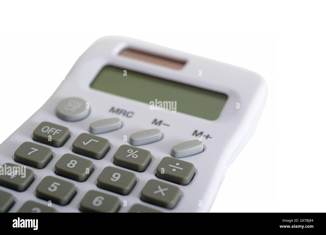 White calculator isolated on white Stock Photo - Alamy