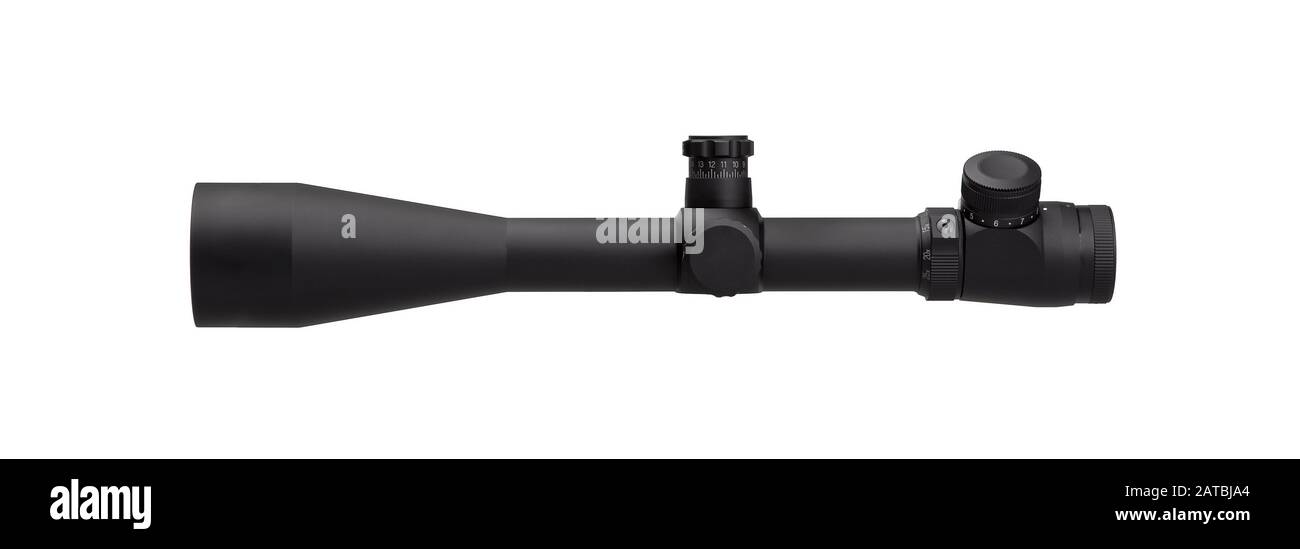 modern black optical scope for weapon isolated on white. sight scope ...