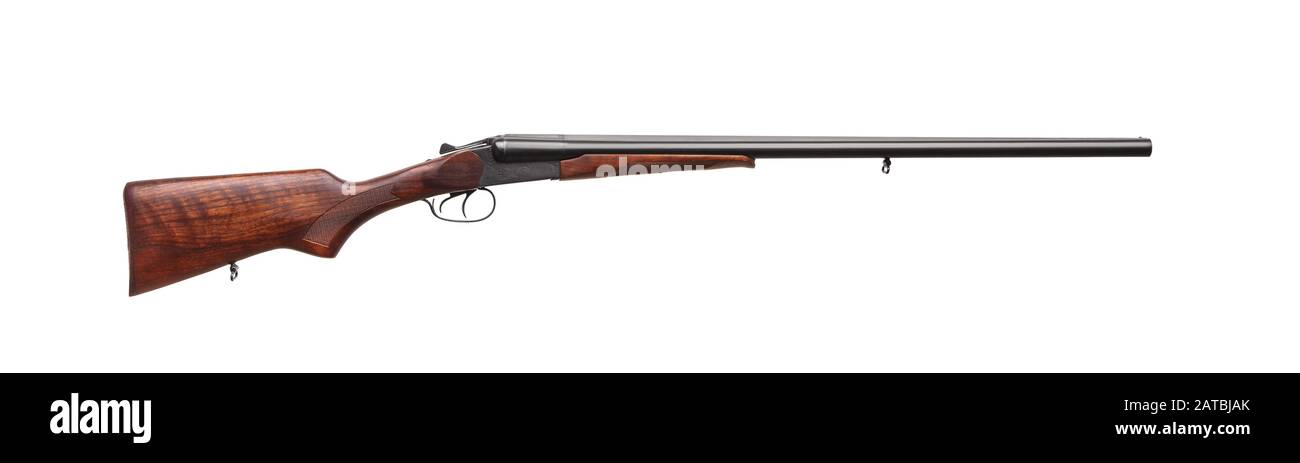 Hunting double-barrelled gun on a white background. Double Shotgun ...