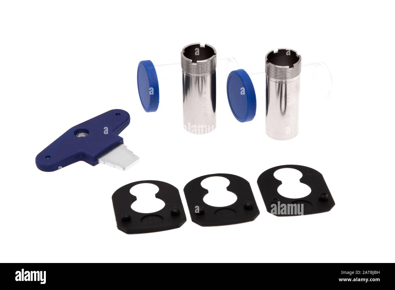 Accessories for modern hunting rifle isolated on white background Stock ...