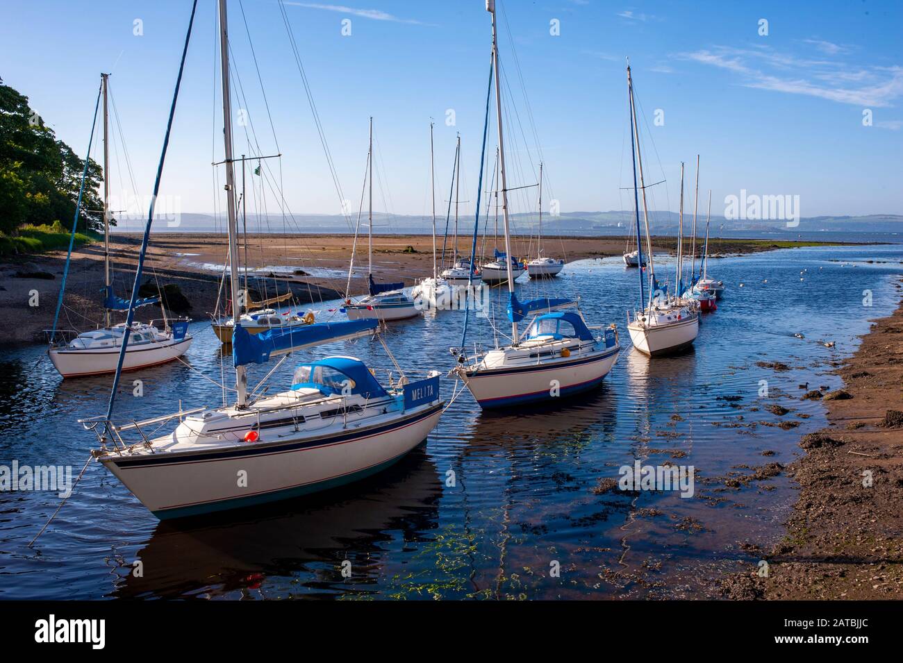 River Almond where reach the Firth of Forth in Cramond. Edinburgh ...
