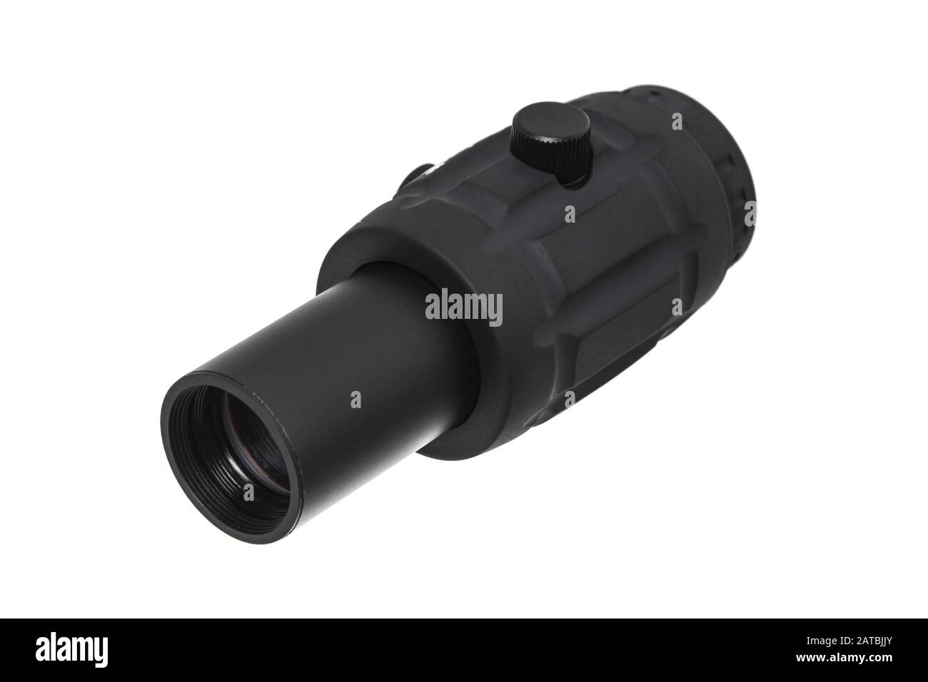 modern black optical scope for weapon isolated on white. sight scope ...