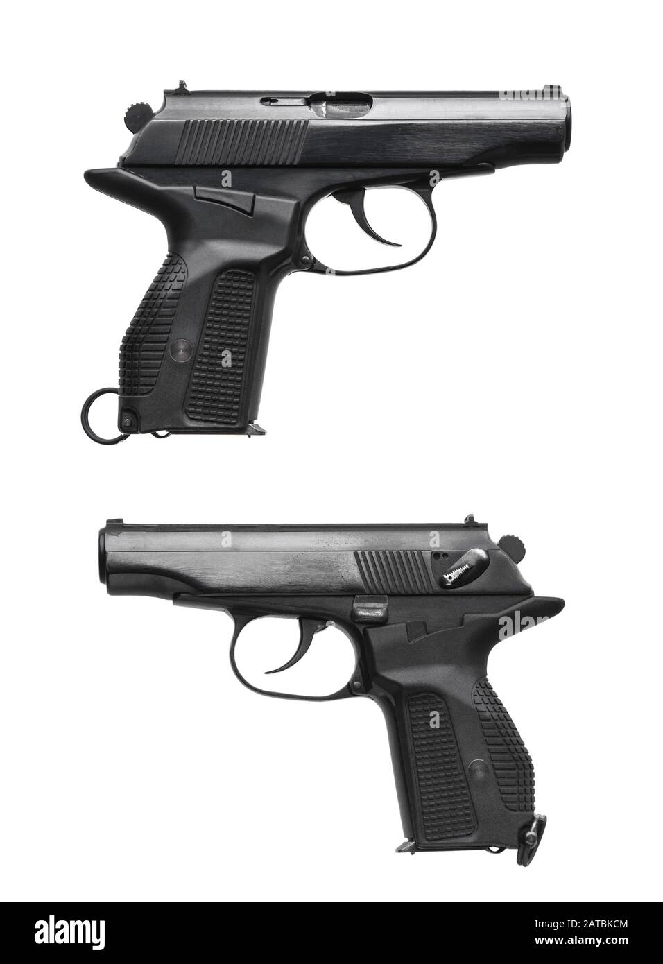 Black gun pistol isolated on white background Stock Photo - Alamy