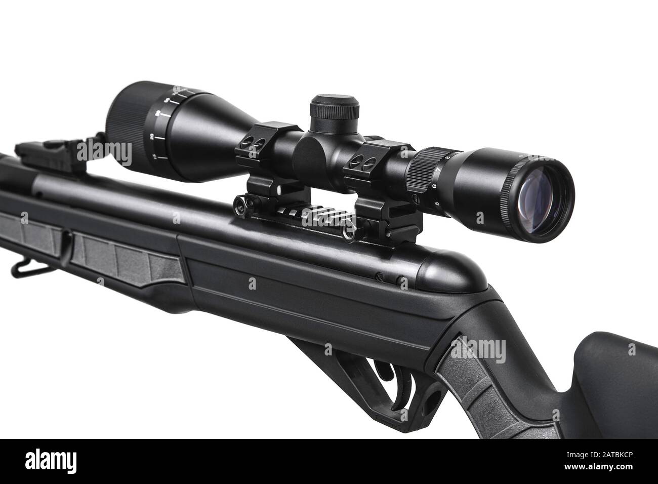 pneumatic rifle with telescopic sight isolated on white background ...