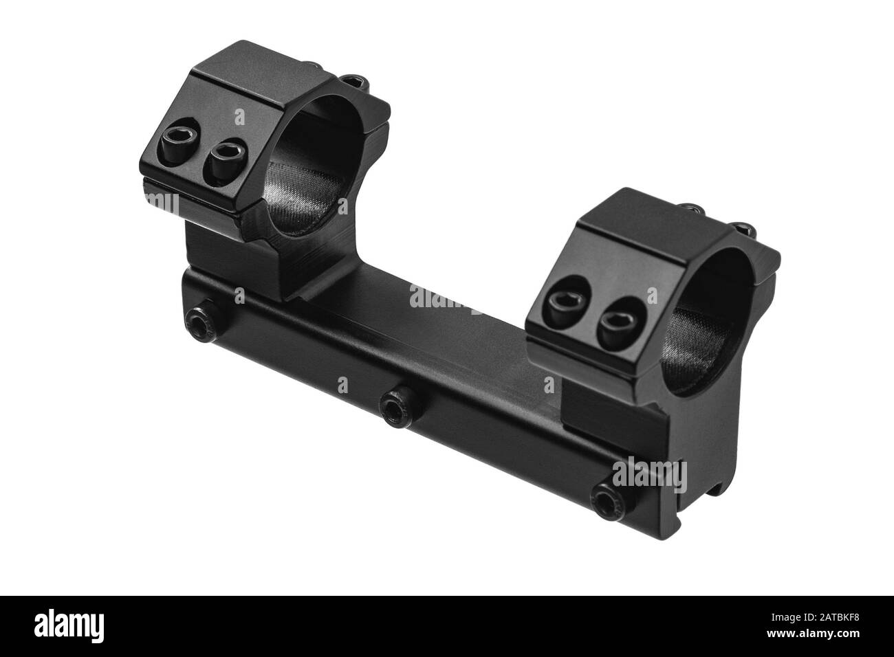 Quick disconnect mount made for holding a scope on a rifle isolated on ...