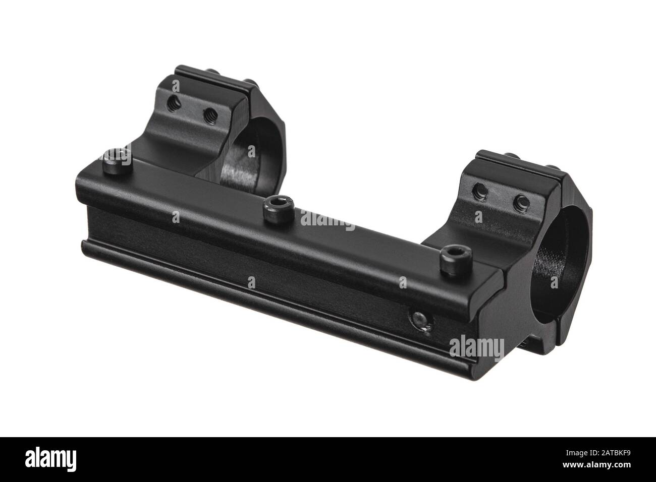 Quick disconnect mount made for holding a scope on a rifle isolated on ...