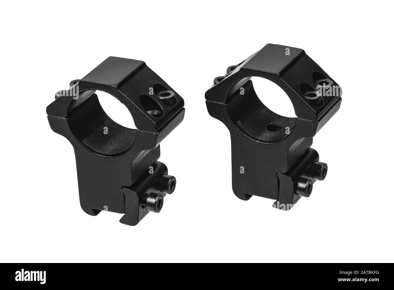 Quick disconnect mount made for holding a scope on a rifle isolated on ...