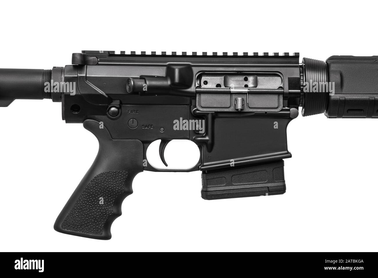 Modern automatic rifle isolated on white background Stock Photo - Alamy