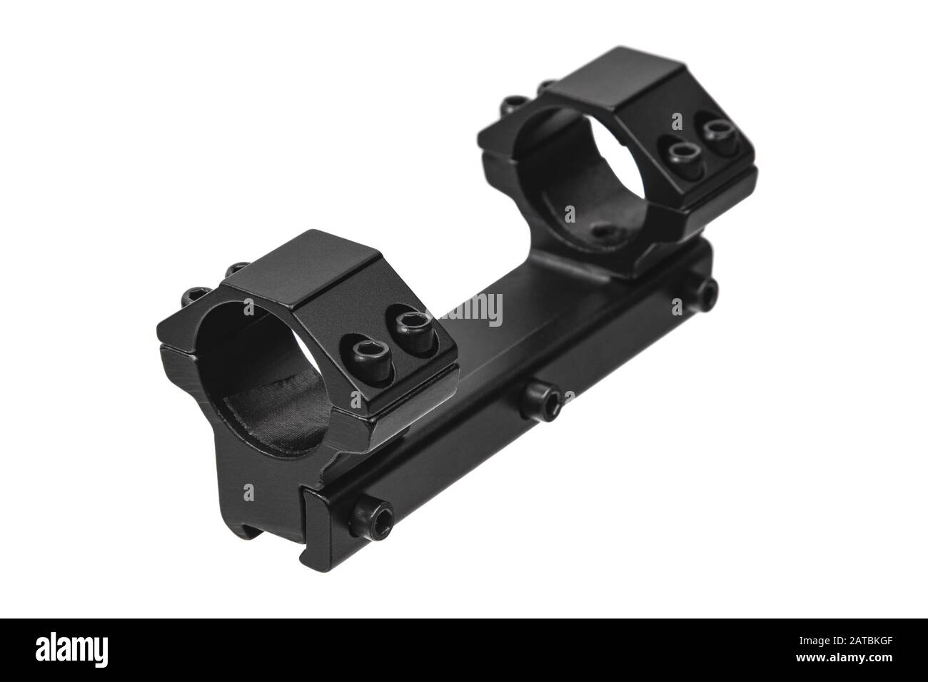 Quick disconnect mount made for holding a scope on a rifle isolated on ...