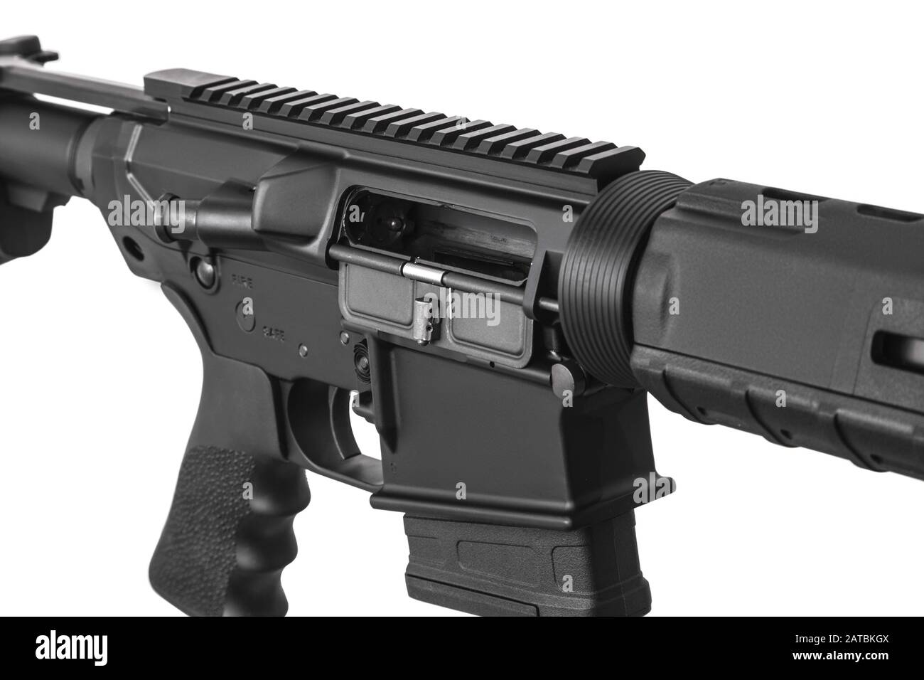 Modern automatic rifle isolated on white background Stock Photo - Alamy