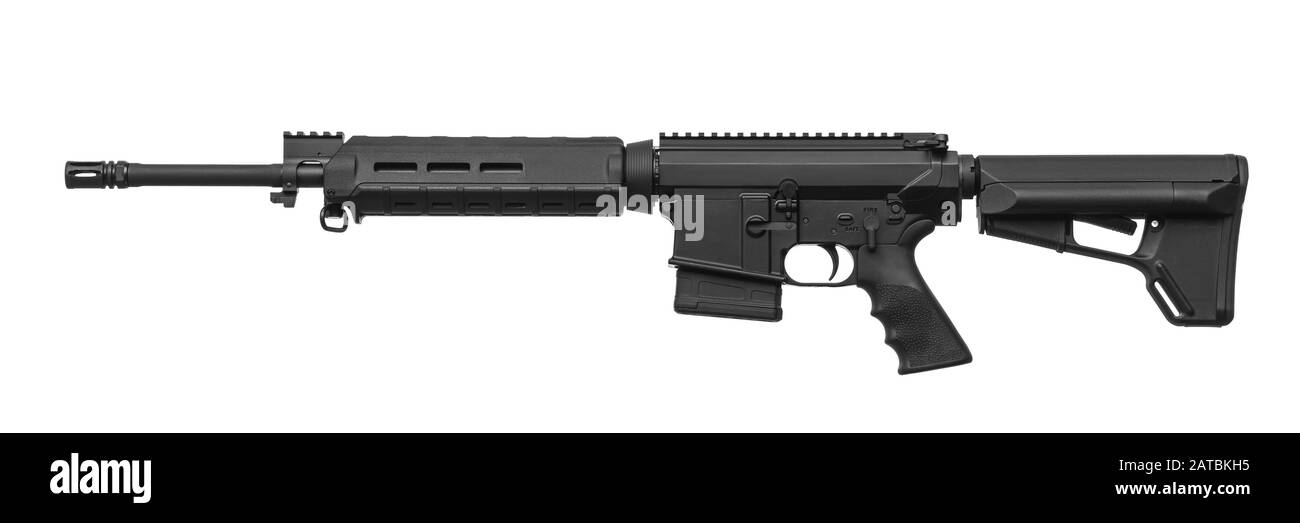 Modern automatic rifle isolated on white background Stock Photo - Alamy