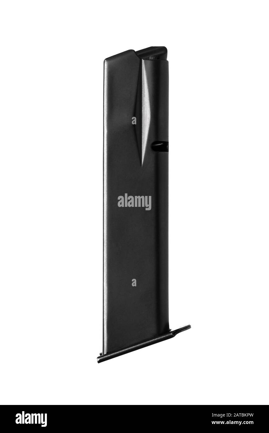 handgun magazine on white surface Stock Photo - Alamy