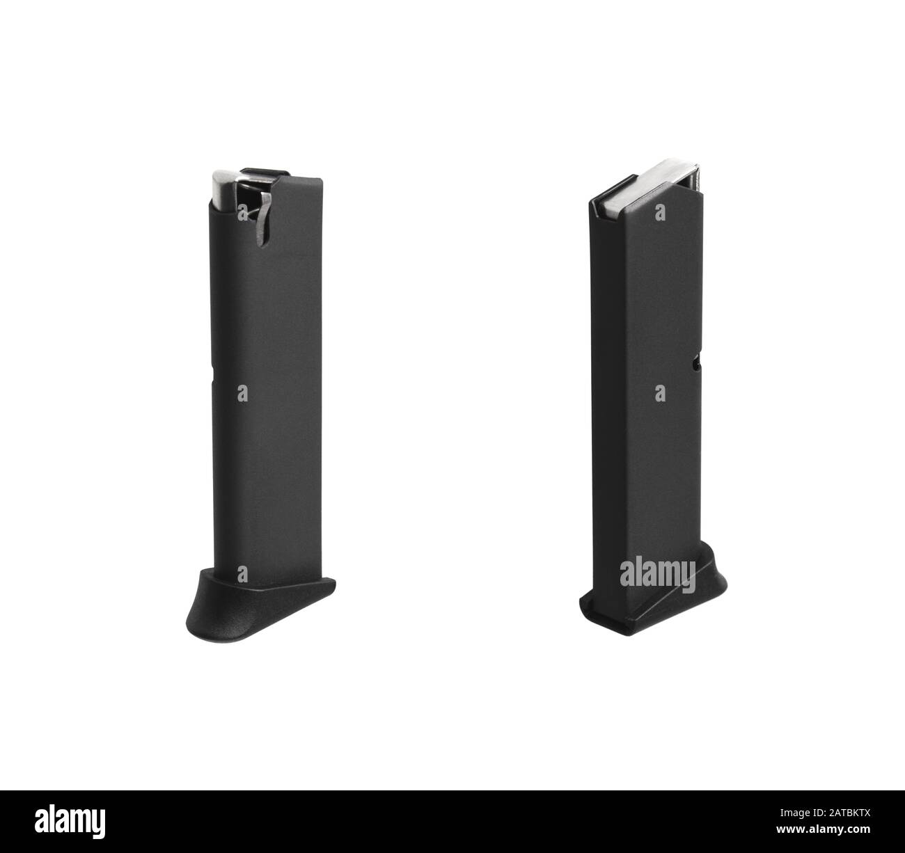 Handgun magazine on white surface. Clip for a modern semi-automatic ...