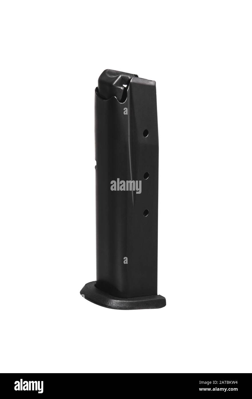 Handgun magazine on white surface. Clip for a modern semi-automatic ...