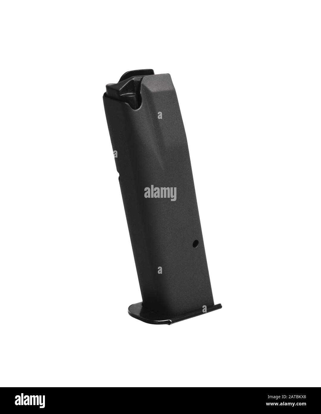 Handgun magazine on white surface. Clip for a modern semi-automatic ...