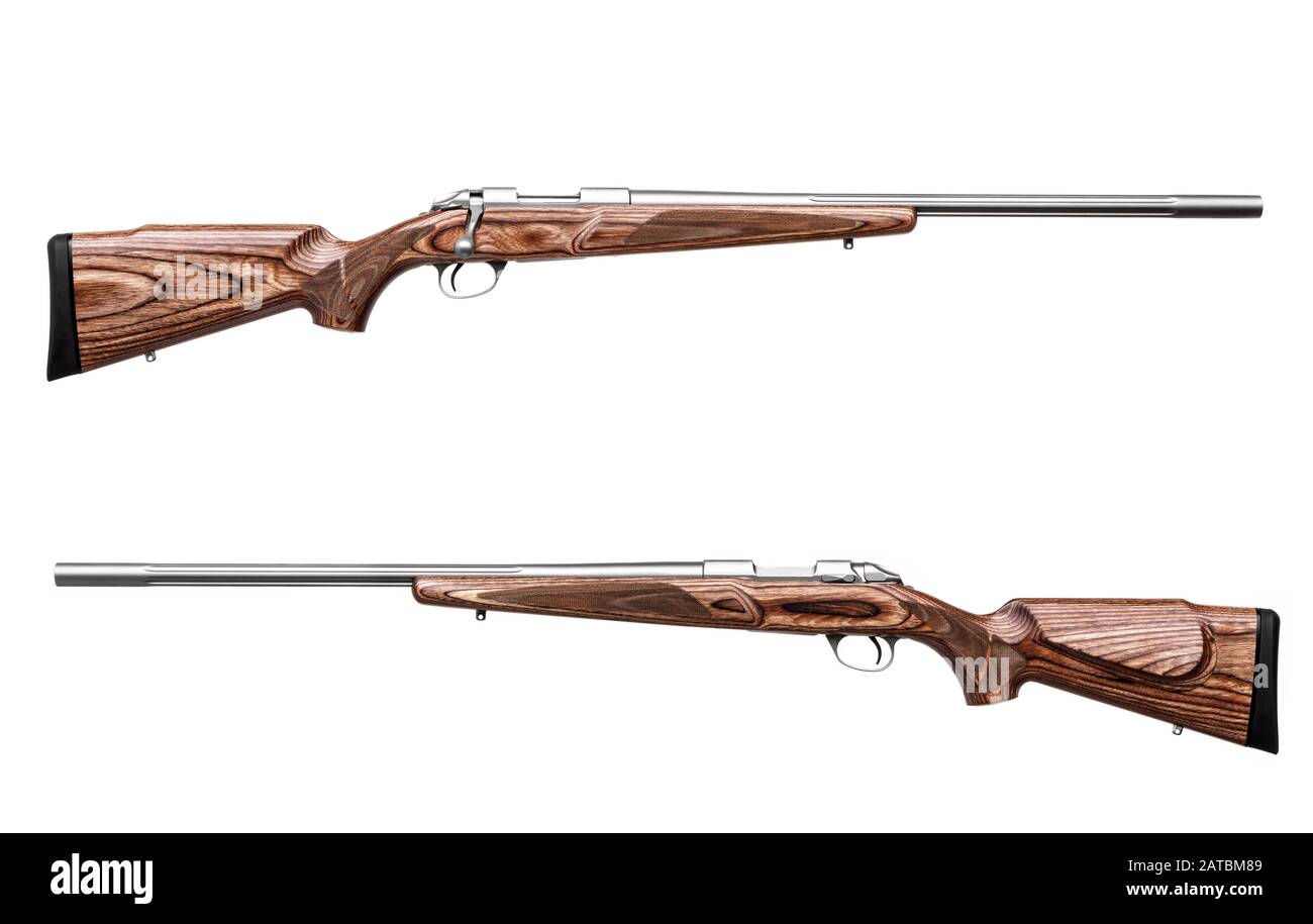 wooden hunting rifle isolated on white background Stock Photo - Alamy