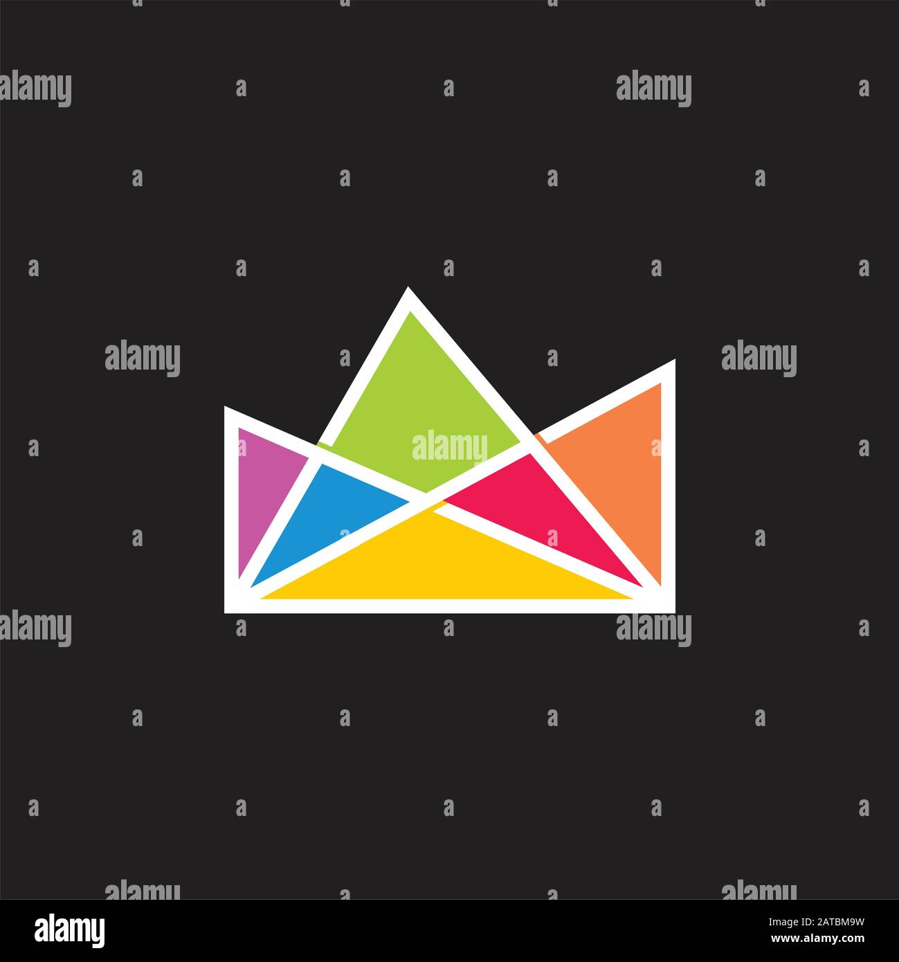crown linked triangles thin lines art logo vector Stock Vector Image ...