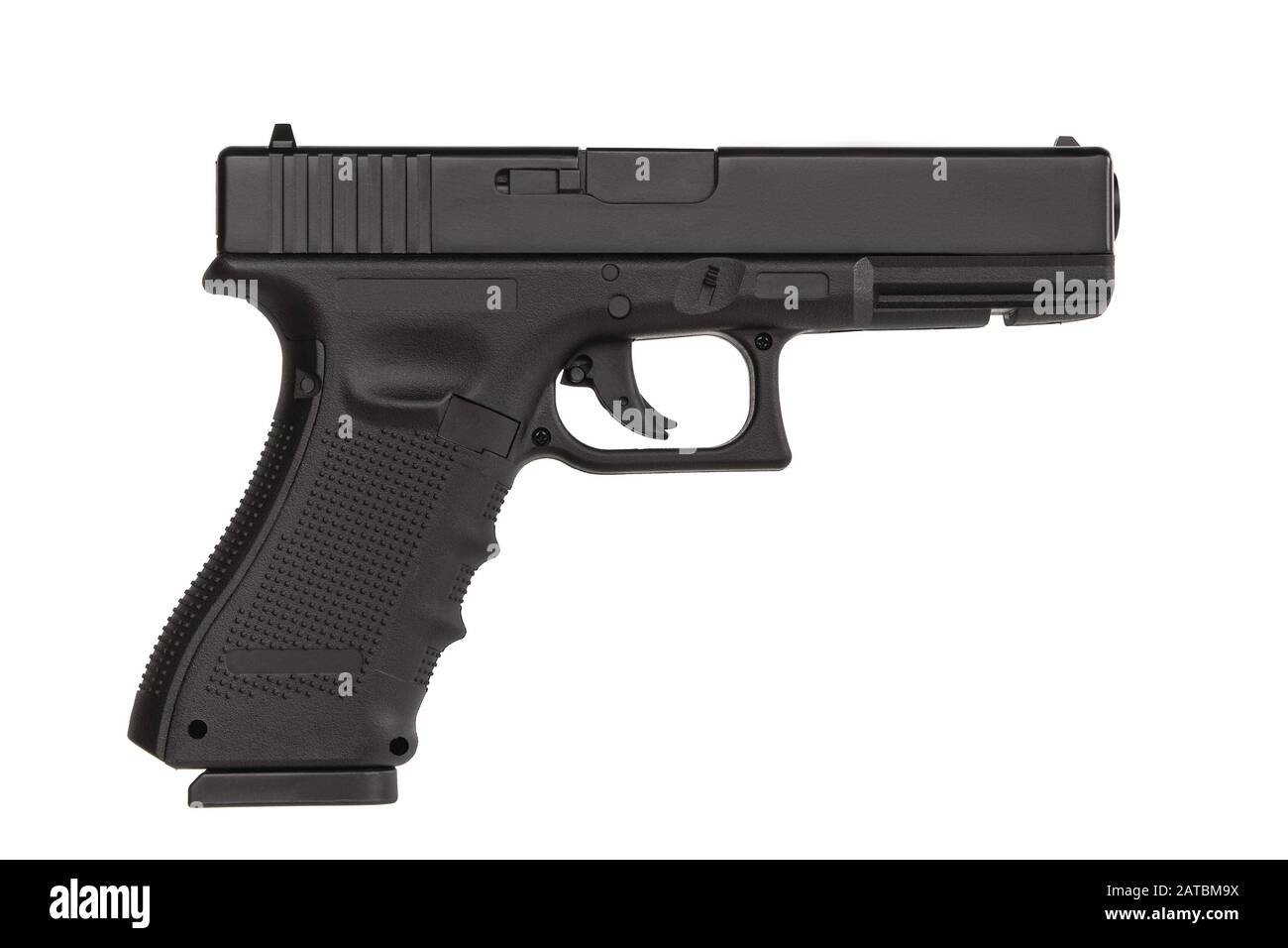 Black gun pistol isolated on white background Stock Photo - Alamy