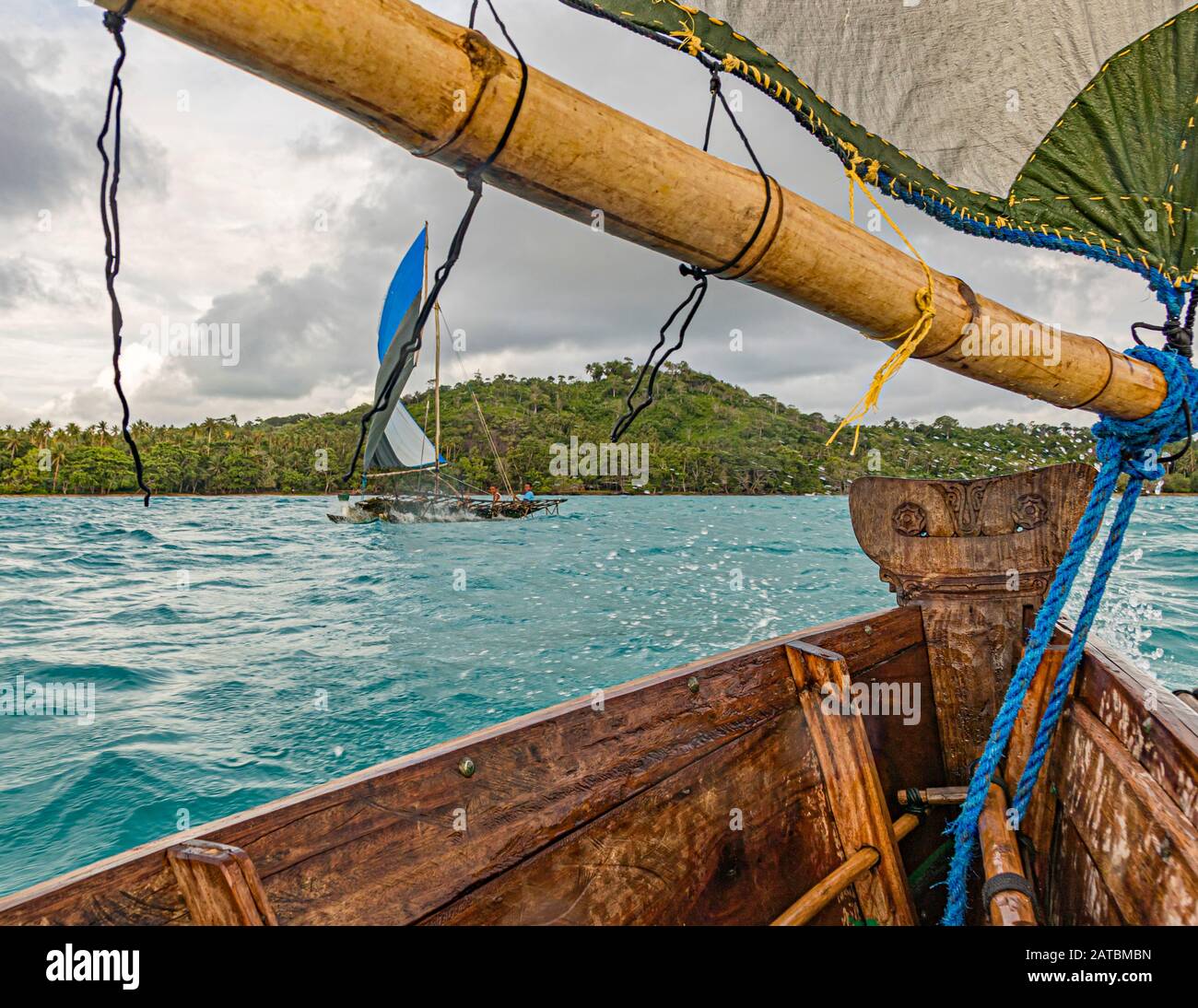 Polynesian style sailing on a Proa (multi-hull outrigger sailboat) in ...