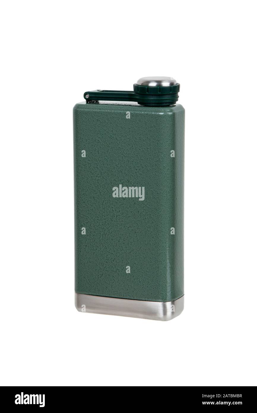 metal flask isolated on white background Stock Photo - Alamy