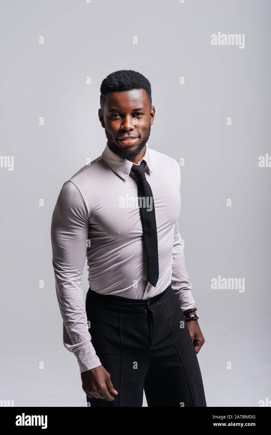 Portrait of afro american businessman wearing suit and tie isolated on ...