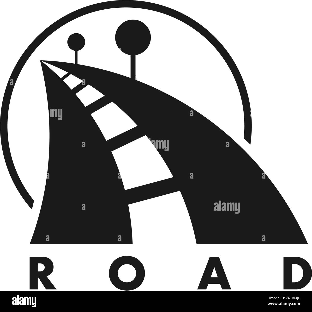 simple street sun road tree symbol geometric circle design logo vector ...