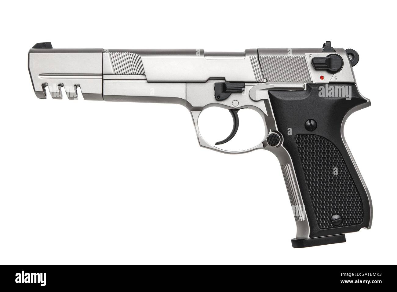 silver air gun isolated on white background Stock Photo - Alamy