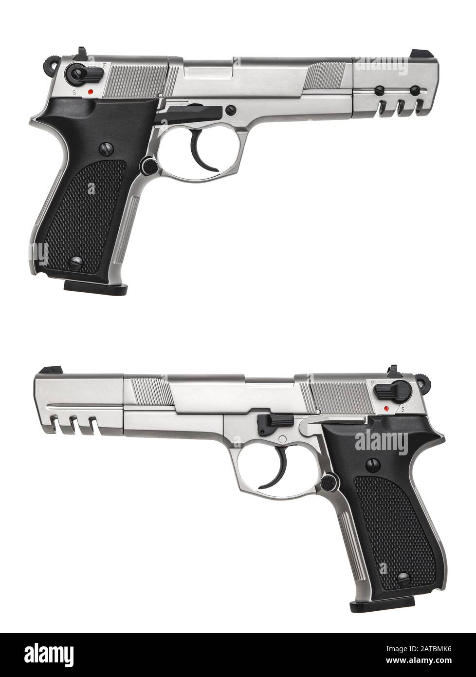 silver air gun isolated on white background Stock Photo - Alamy