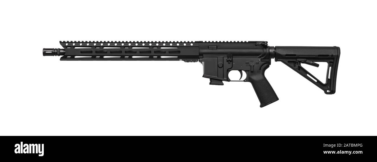 Modern automatic rifle isolated on white background Stock Photo - Alamy