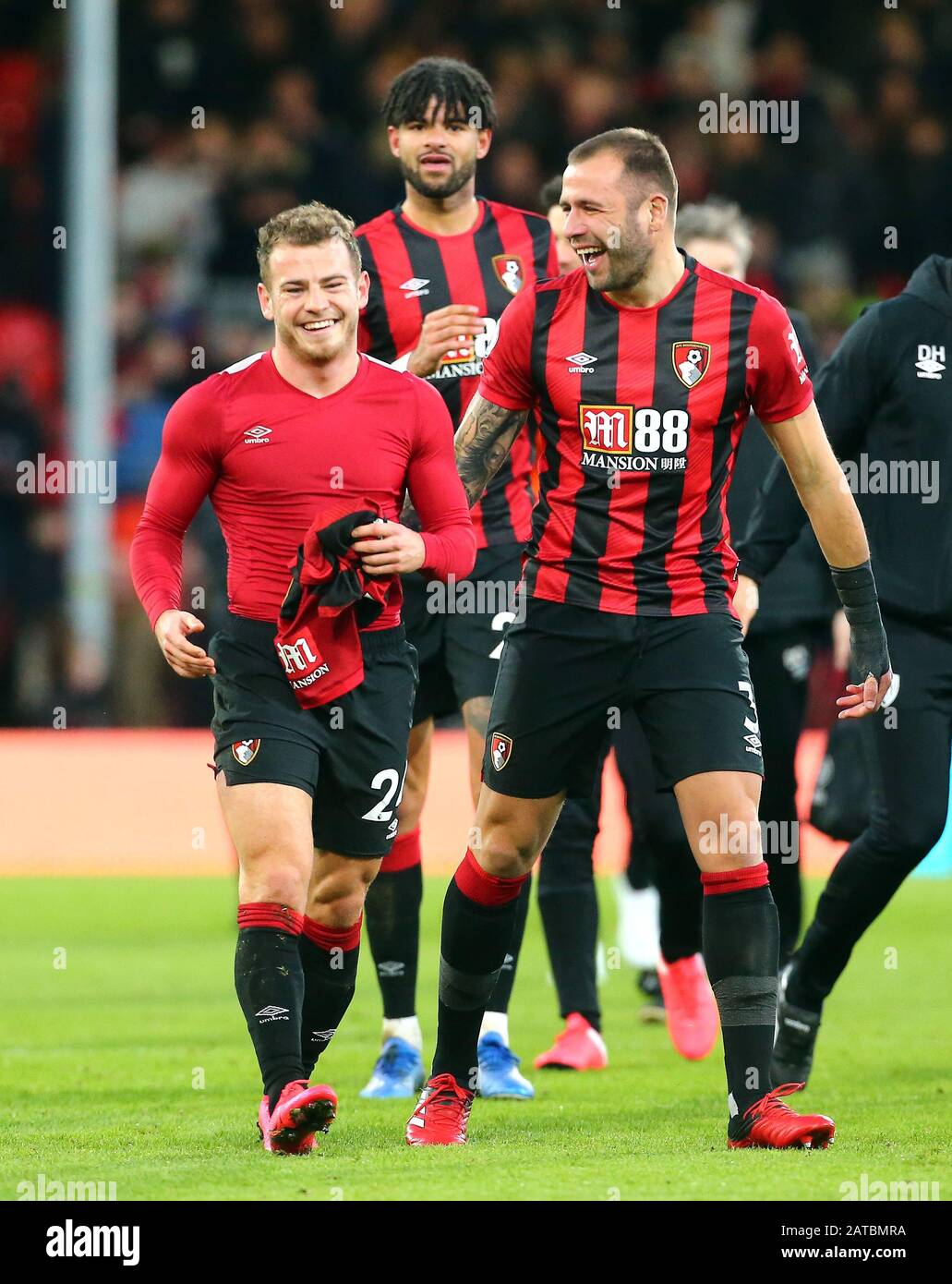 Bournemouth's Ryan Fraser (left) and Steve Cook during the Premier ...