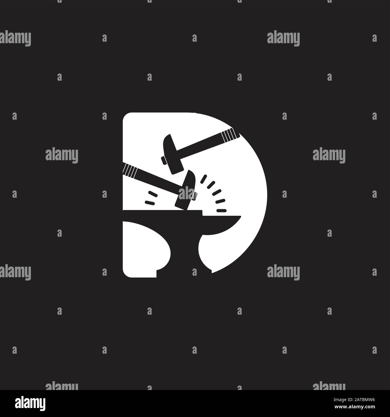 letter d spark iron hammer blacksmith symbol logo vector Stock Vector ...