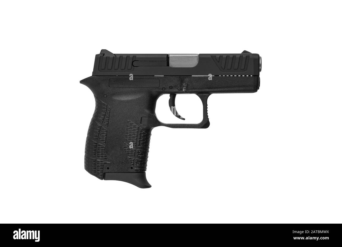 Black gun pistol isolated on white background. Short-barreled weapons ...