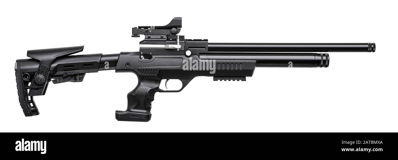 pneumatic rifle with collimator sight isolated on white background ...