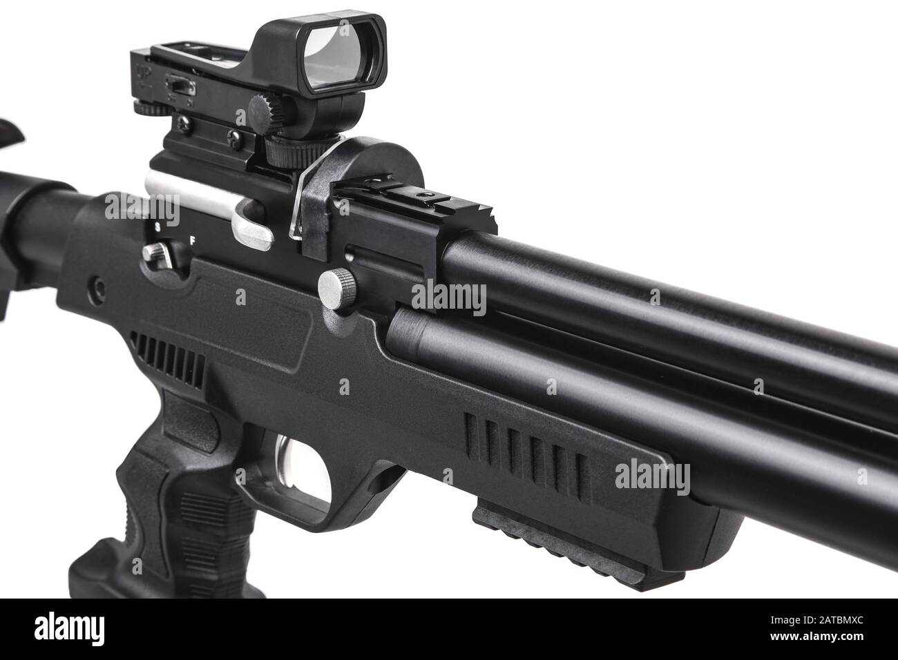 pneumatic rifle with collimator sight isolated on white background ...