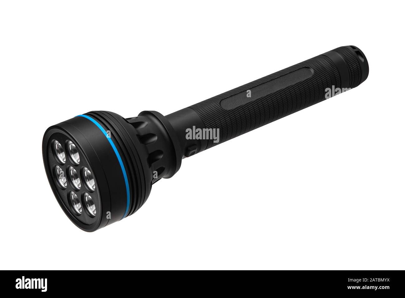modern black flashlight isolated on white background Stock Photo - Alamy