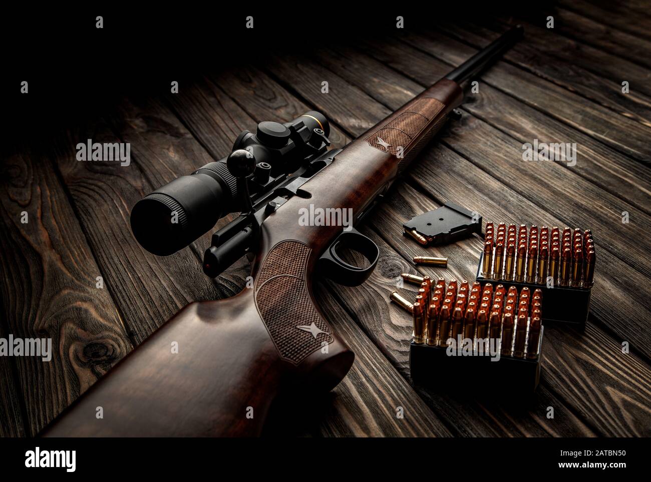 Classic bolt carbine .22lr with a wooden butt with a telescopic sight ...